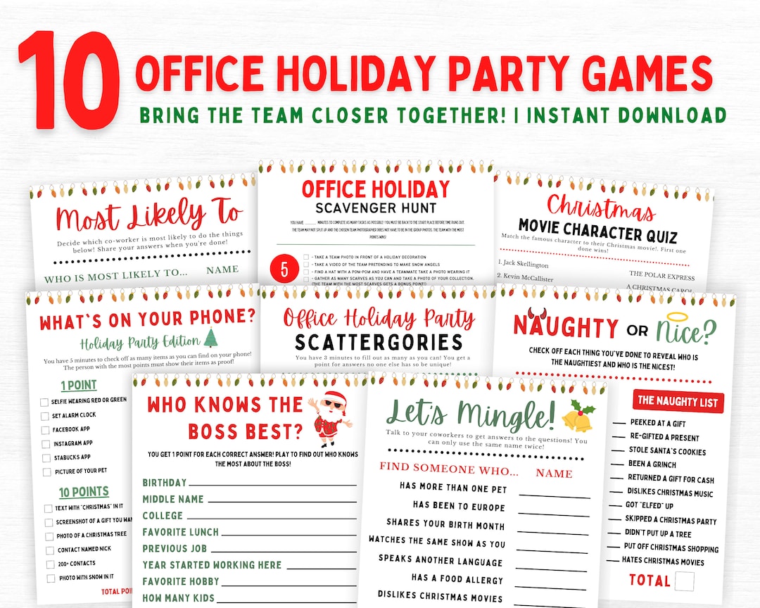 Office Holiday Party Games, Office Christmas Party Games, Office Holiday Games Bundle, Office ...