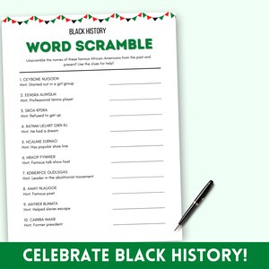 Black History Word Scramble, Black History Game, Black History Month ...
