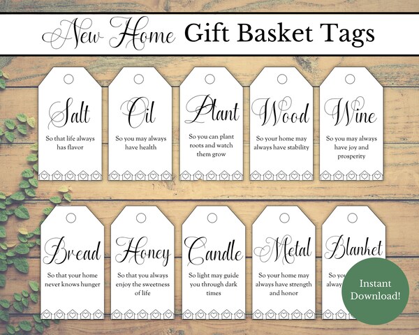 Printable Housewarming Gift Tags, Home Blessing Tags, New Home Hamper ...