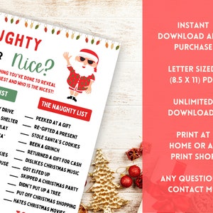 Naughty or Nice Christmas Game, Christmas Game Printable, Office ...