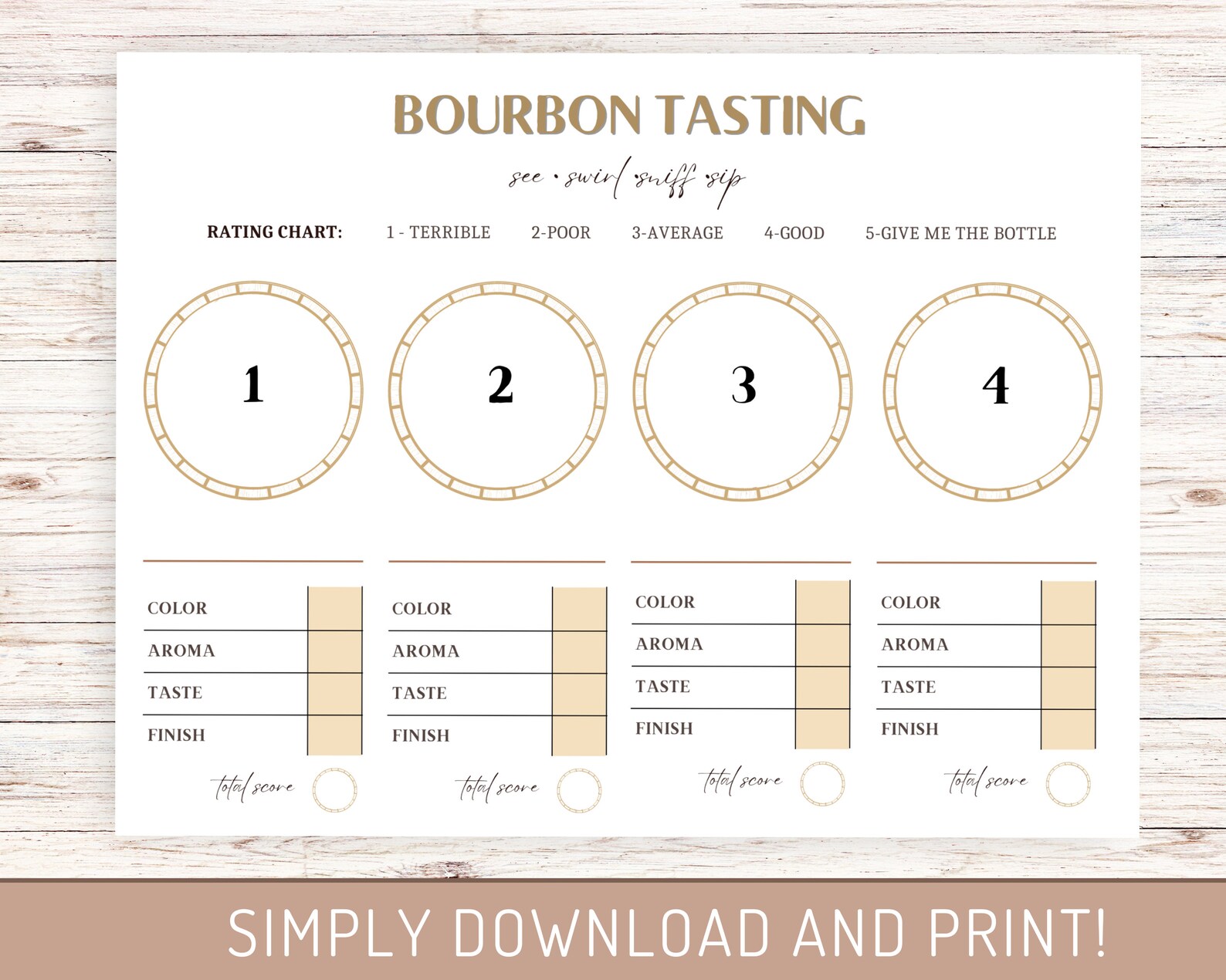 Bourbon Tasting Placemat, Bourbon Flight Tasting, Printable Bourbon ...