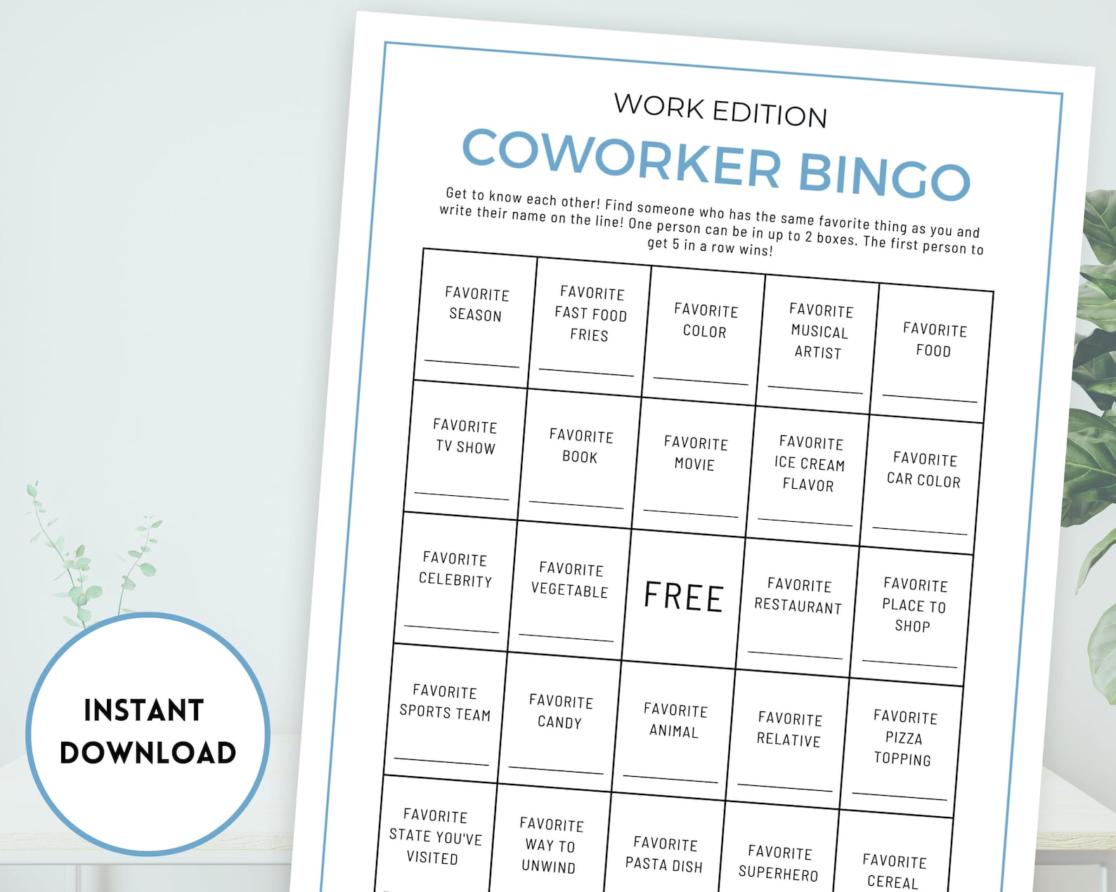 Printable Office Game, Office Party Game, Work Party Game, Game for ...