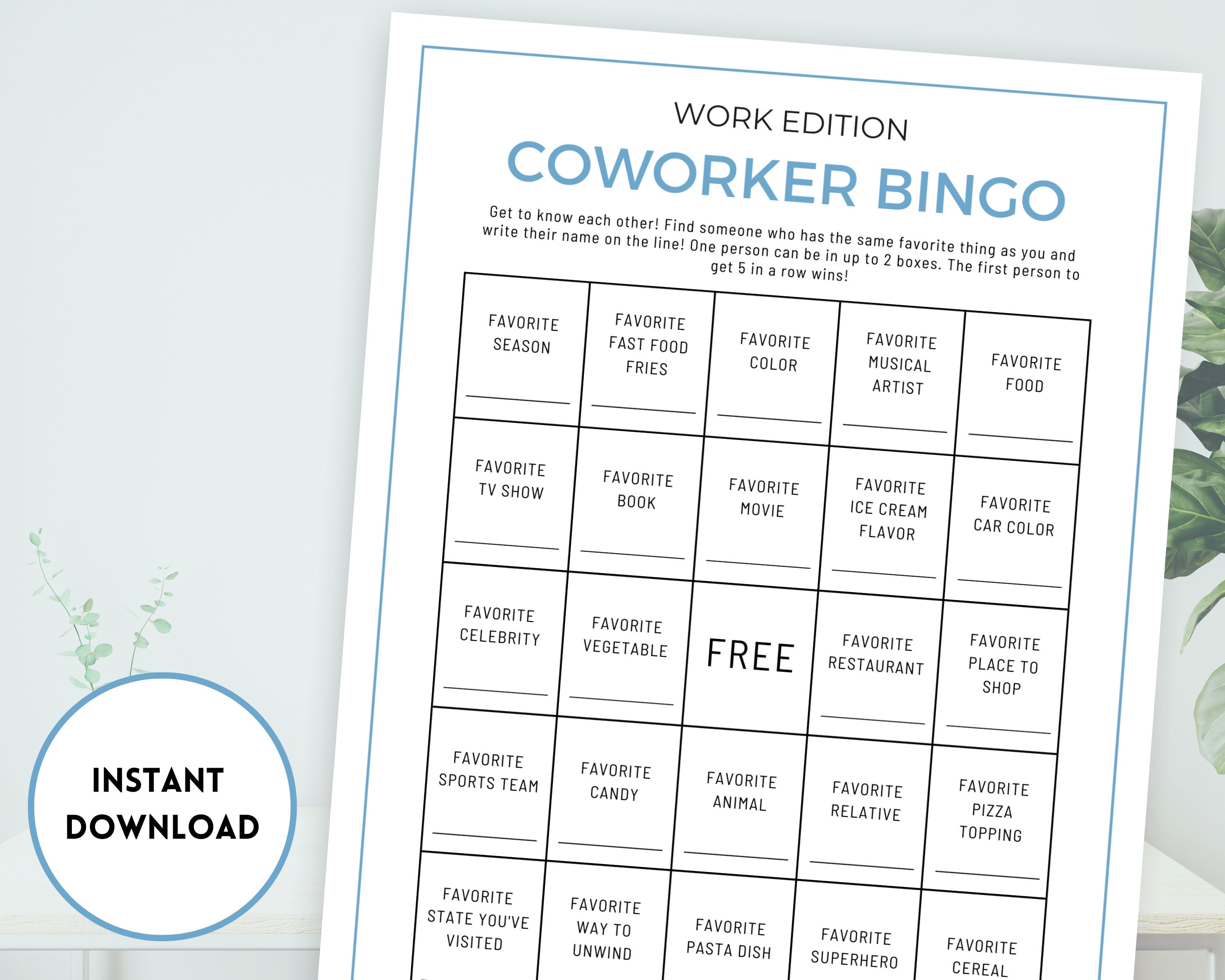 Printable Office Game, Office Party Game, Work Party Game, Game for ...