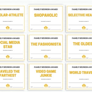 Family Reunion Awards, Family Reunion Certificates, Funny Family ...