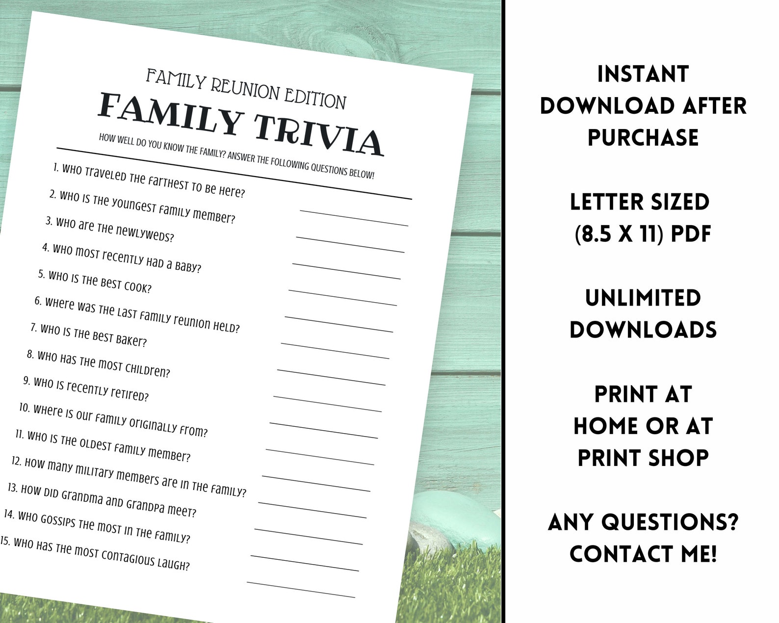 Family Trivia Game, Family Reunion Icebreaker, Family Reunion Game ...