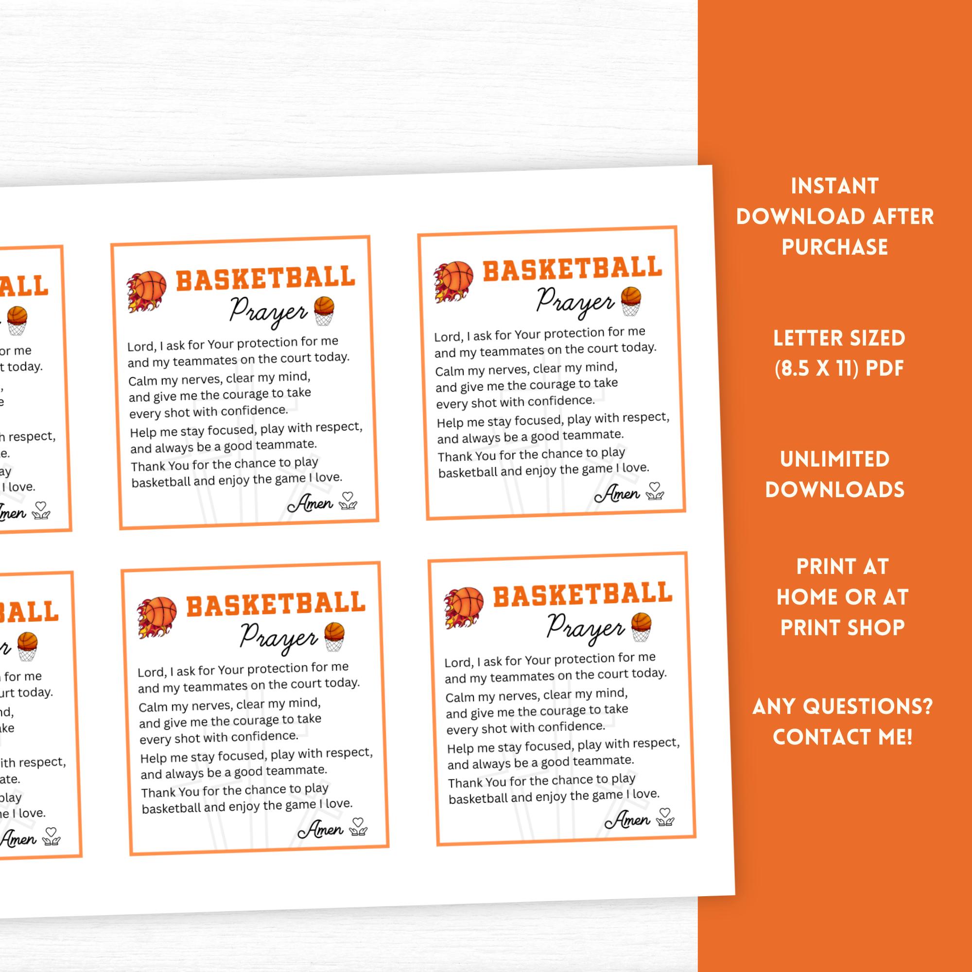 Basketball Player Prayer Cards - Etsy