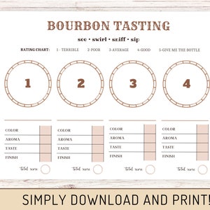 Printable Bourbon Tasting Placemat, Bourbon Flight Tasting, Bourbon ...