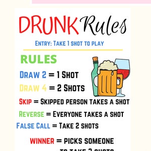 Drunk Dice & Drunk Rules Bundle Printable Party Games Virtual Drinking ...