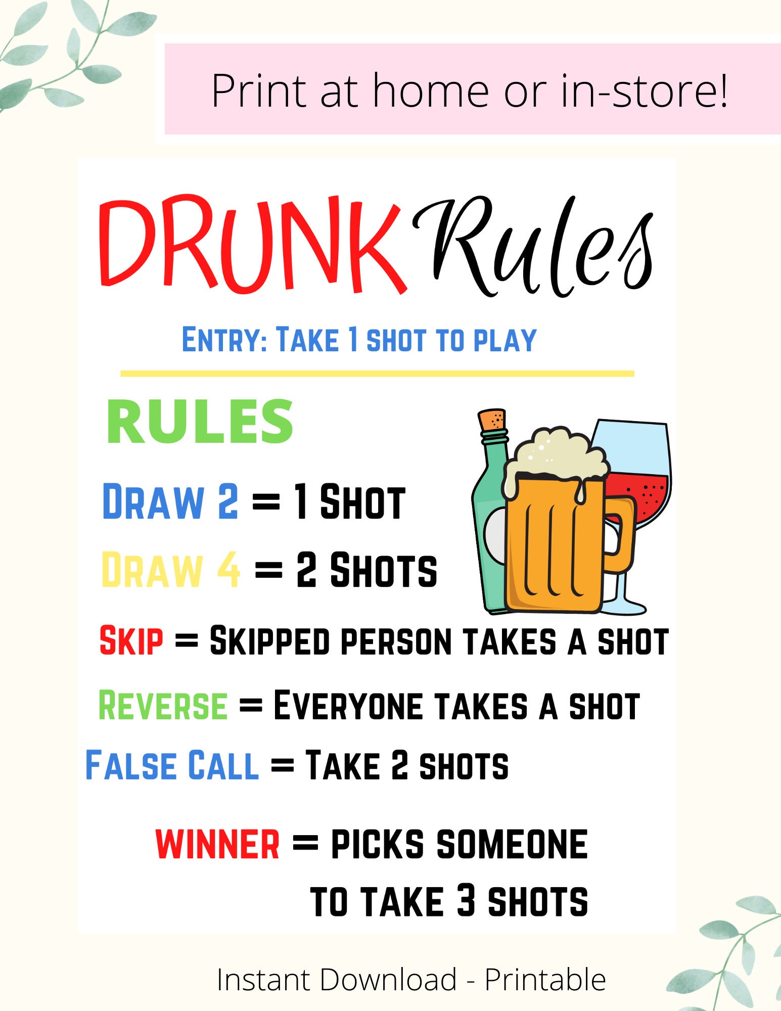 Drunk Dice & Drunk Rules Bundle Printable Party Games Virtual - Etsy Canada
