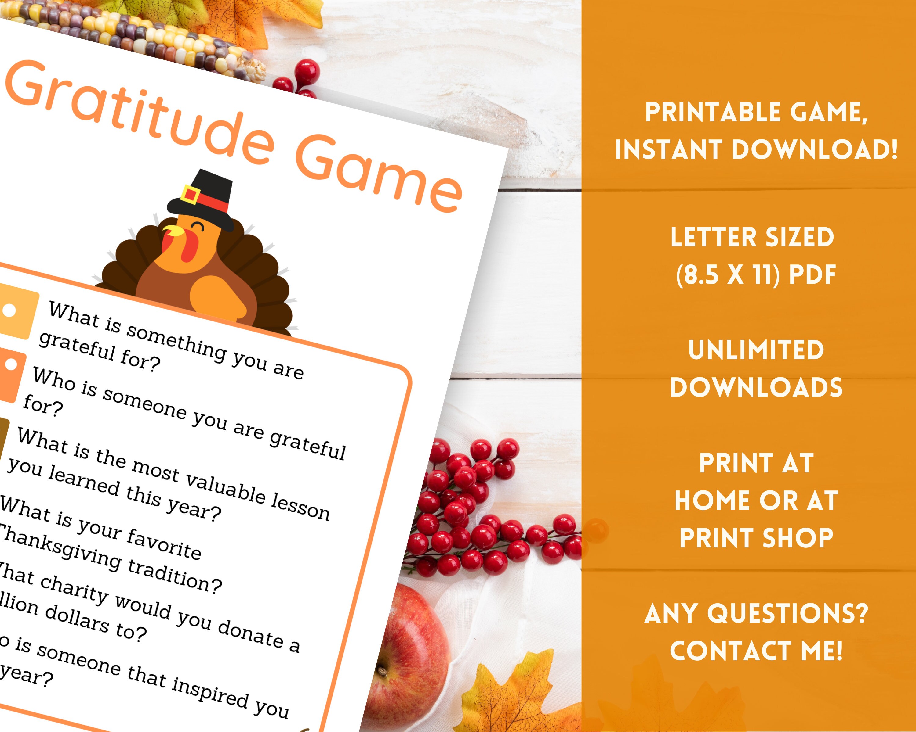 Thanksgiving Gratitude Game, Thanksgiving Dice Game, Thanksgiving Party ...