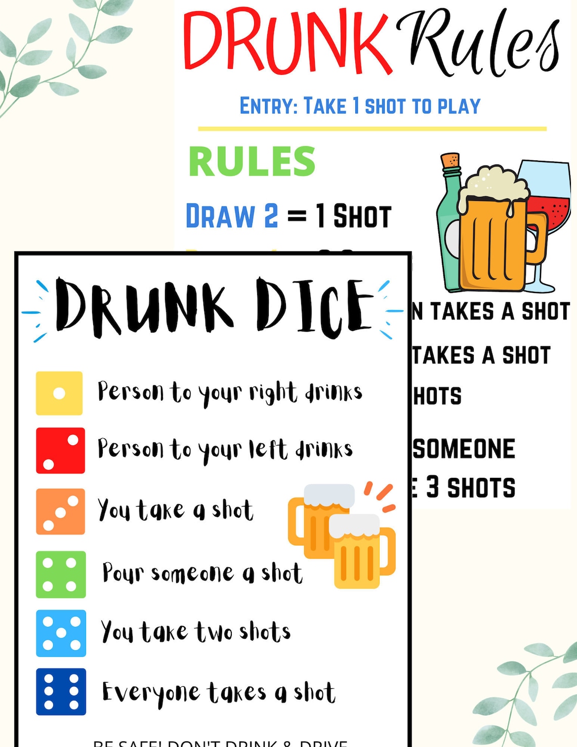 Drunk Dice & Drunk Rules Bundle Printable Party Games Virtual - Etsy Canada