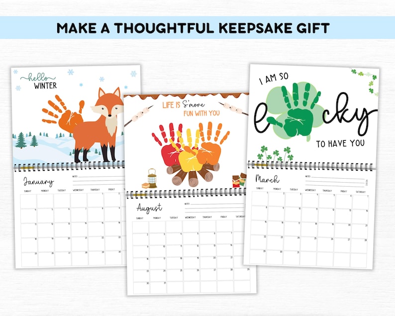 2026 Handprint Calendar Craft, Calendar Keepsake Gift From Kids ...