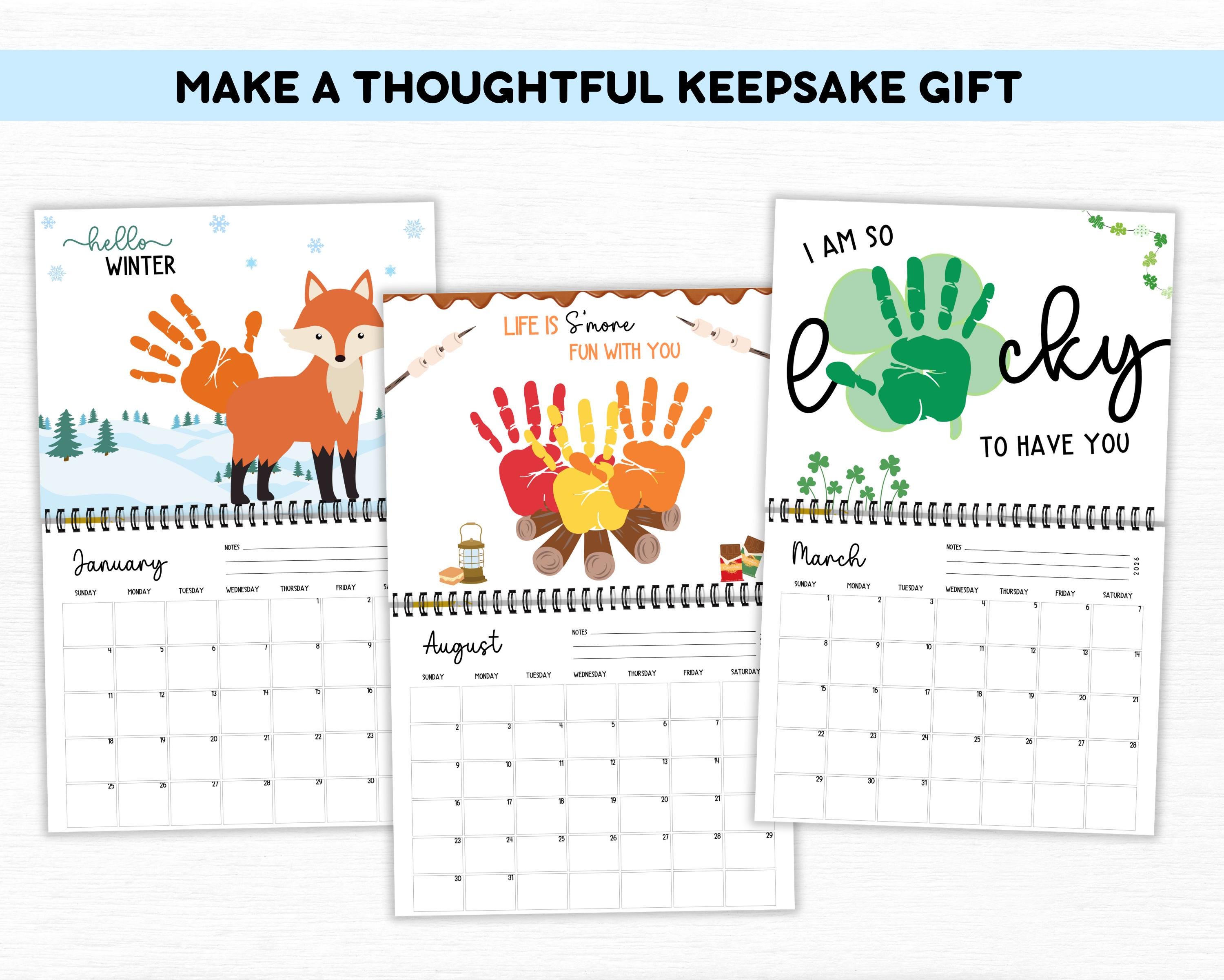 2026 Handprint Calendar Craft, Calendar Keepsake Gift From Kids ...