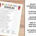 Back to School Riddles, Printable Back to School Game, First Week of ...