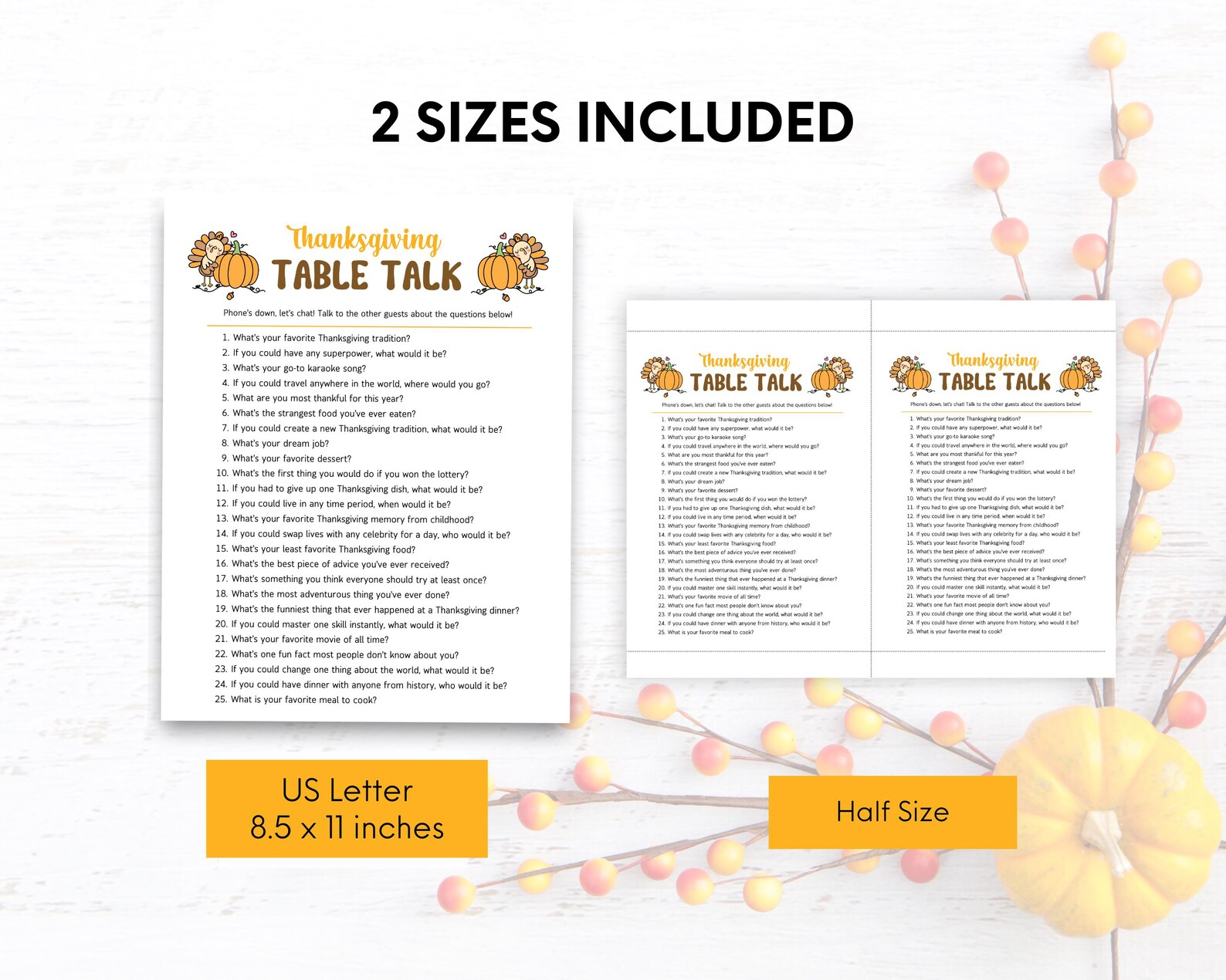 Thanksgiving Table Talk, Thanksgiving Game, Conversation Starters ...