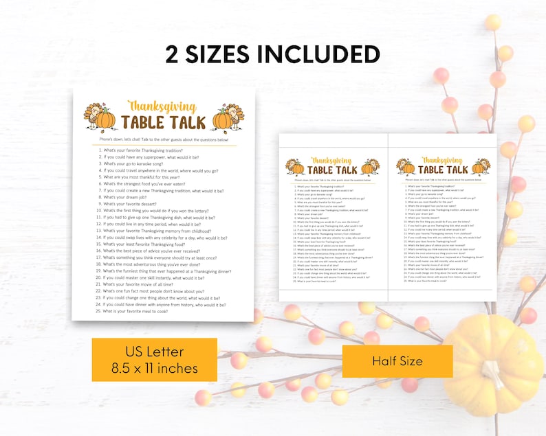 Thanksgiving Table Talk, Thanksgiving Game, Conversation Starters ...