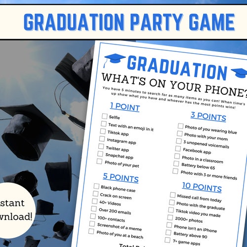 What's on Your Phone GRADUATION Game Graduation Party - Etsy