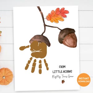 Acorn Handprint Craft, Fall Keepsake Art Craft, Thanksgiving Handprint ...