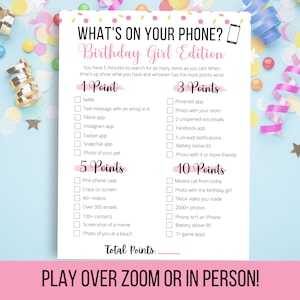 Teen What's on Your Phone Game, Teen Birthday Party Game, Virtual ...
