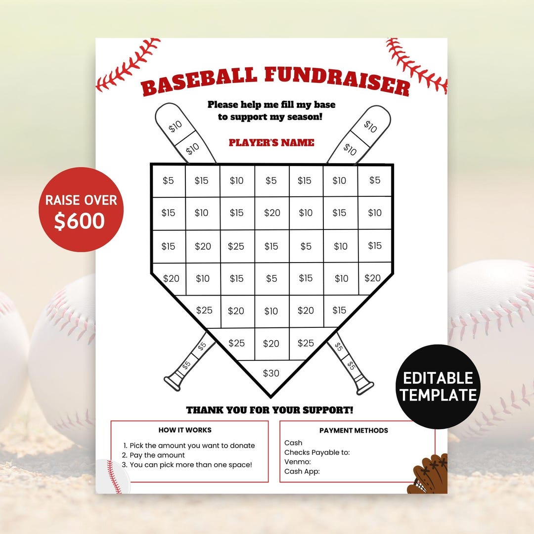Fill My Base Baseball Fundraiser, Color My Base, Fundraiser Flyer, Team ...