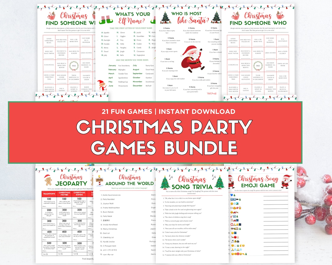 Christmas Party Games Bundle, Adult Christmas Party Games, Office ...