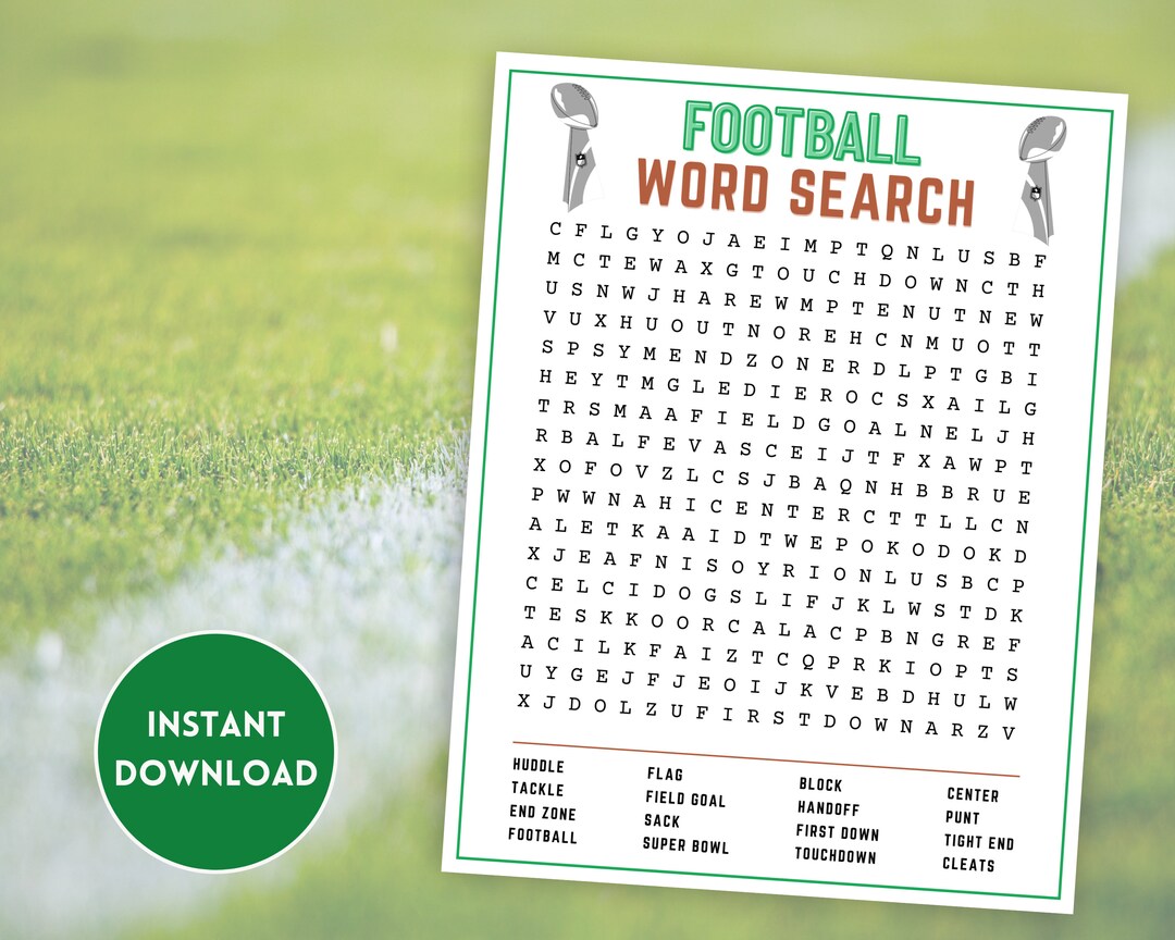 Football Word Search, Football Party Game, Football Theme Party ...