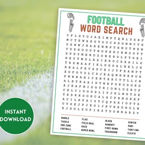 Football Word Search, Football Party Game, Football Theme Party ...