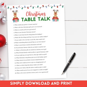 Christmas Table Talk, Christmas Icebreaker Game, Party Starter ...