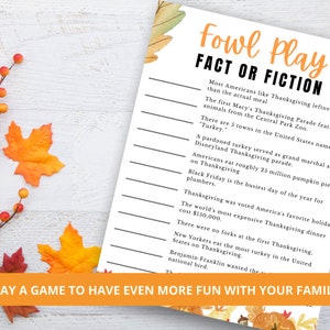 Thanksgiving Trivia Game, Fowl Play Trivia, Thanksgiving Printable ...