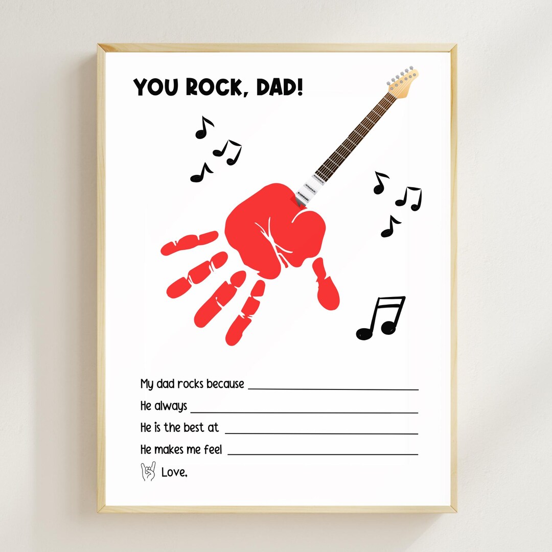 Father's Day Music Handprint Craft, Kids' Handprint Keepsake, Father's ...