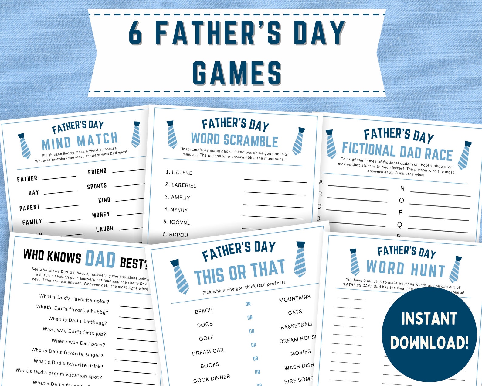 Father's Day Games Father's Day Game Bundle | Etsy