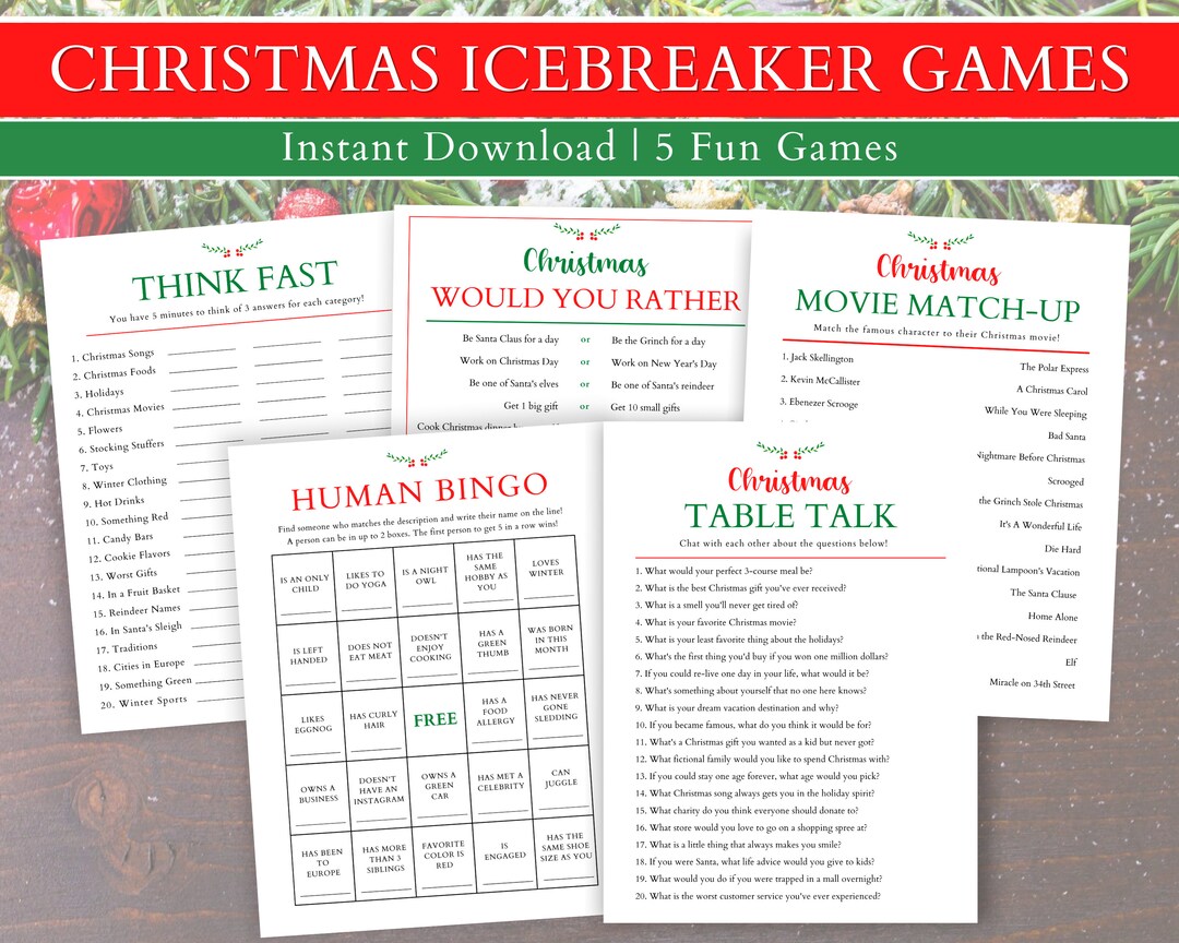 Christmas Conversation Games, Christmas Icebreaker Questions, Christmas ...