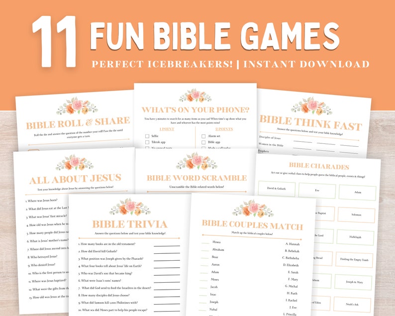 Bible Games Church Party Games Ministry Games Bible Study - Etsy