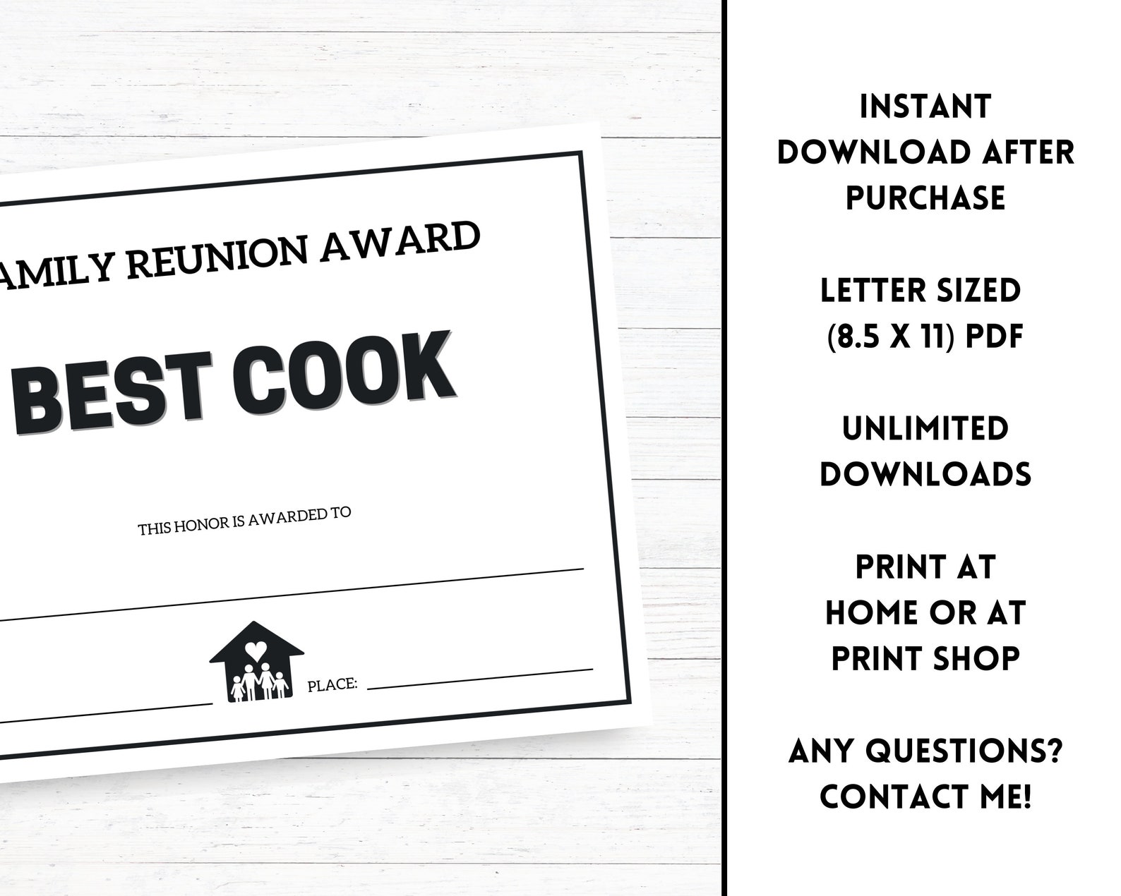 Family Reunion Awards, Printable Family Reunion Awards, Family Reunion ...