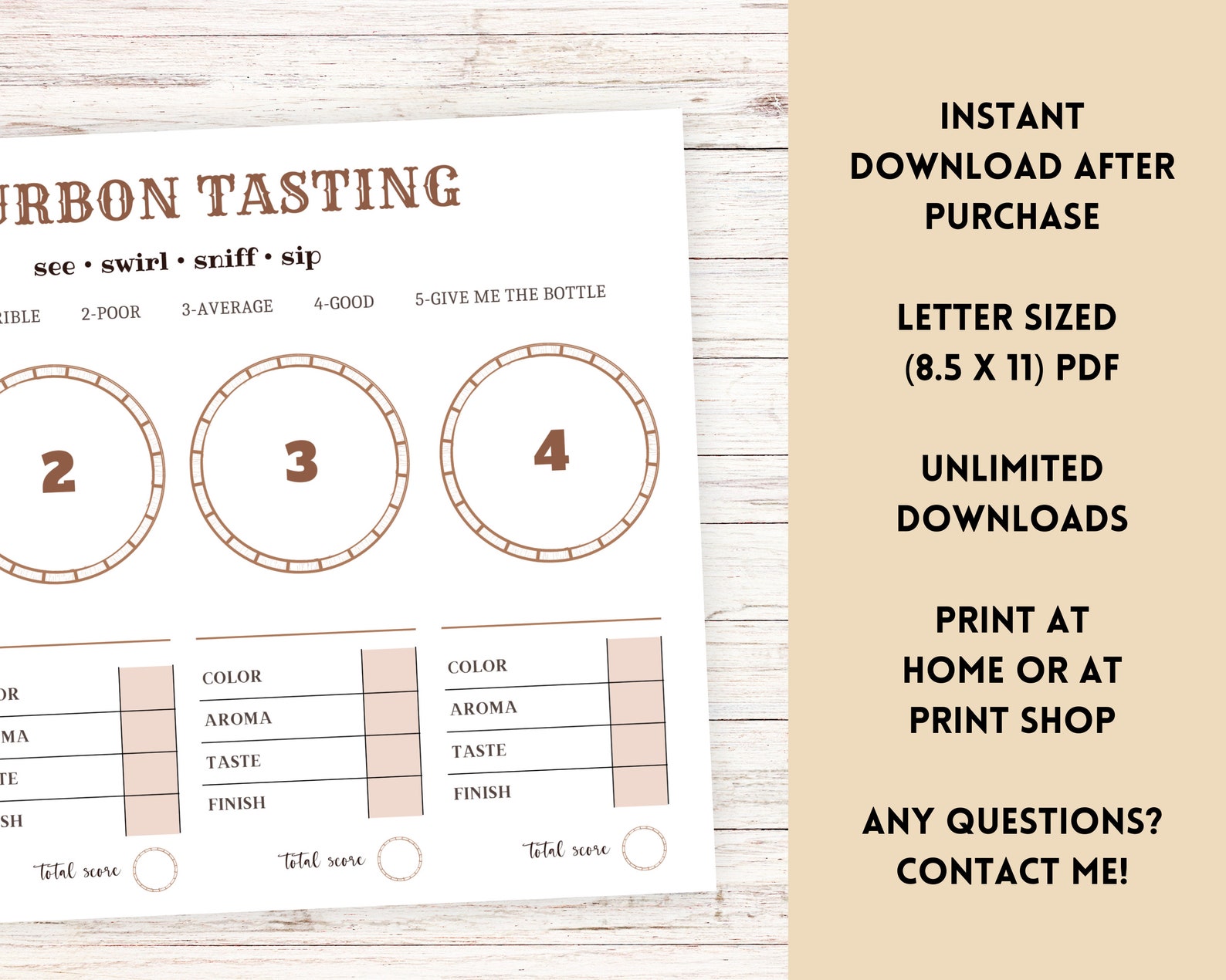Printable Bourbon Tasting Placemat Bourbon Flight Tasting - Etsy