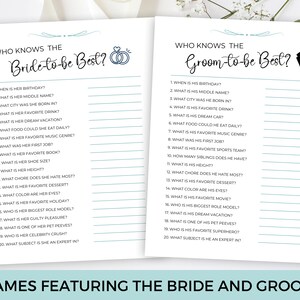 Couples Shower Games Bundle, Couple's Shower Games, Bride and Groom ...
