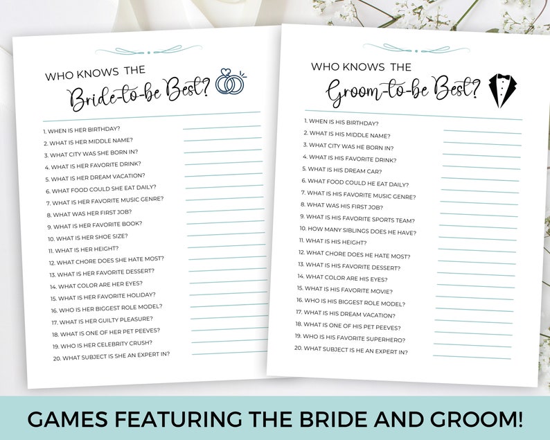 Couples Shower Games Bundle Couple's Shower Games Bride - Etsy