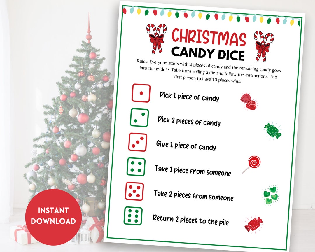 Christmas Candy Dice, Family Christmas Game, Christmas Party Game ...