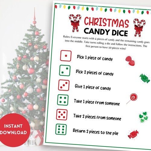 Christmas Candy Dice Game Christmas Party Games for Kids - Etsy