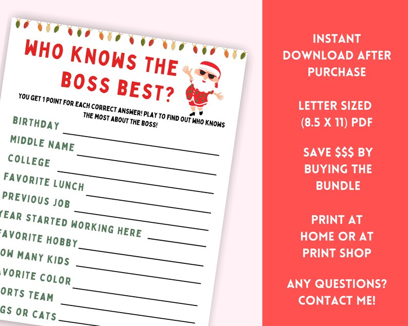 Office Christmas Party Games, Office Holiday Party Games Bundle, Office ...