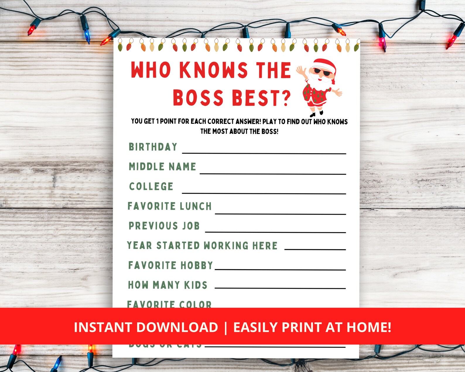 Who Knows the Boss Best, Office Party Game, Office Holiday Party Games ...