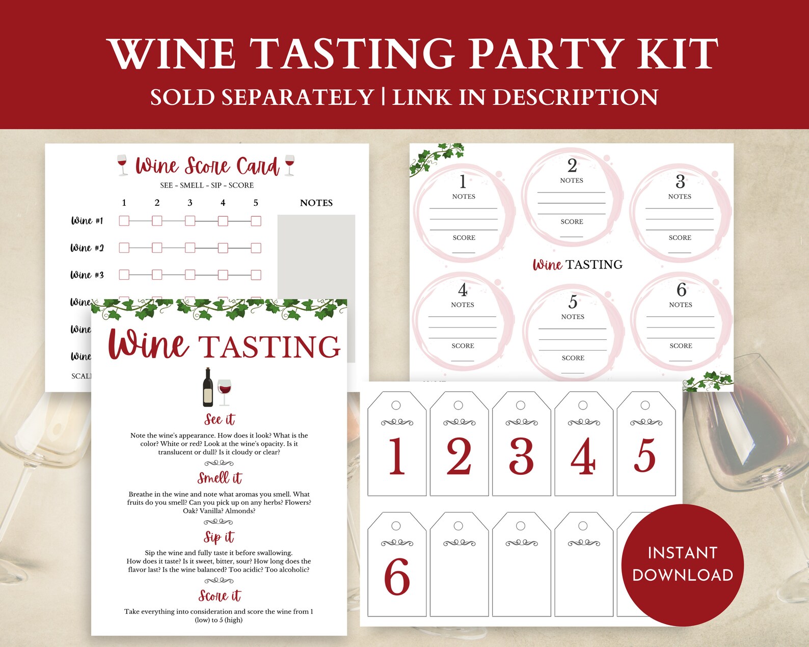 Wine Bingo Wine Tasting Game Printable Wine Themed Game - Etsy