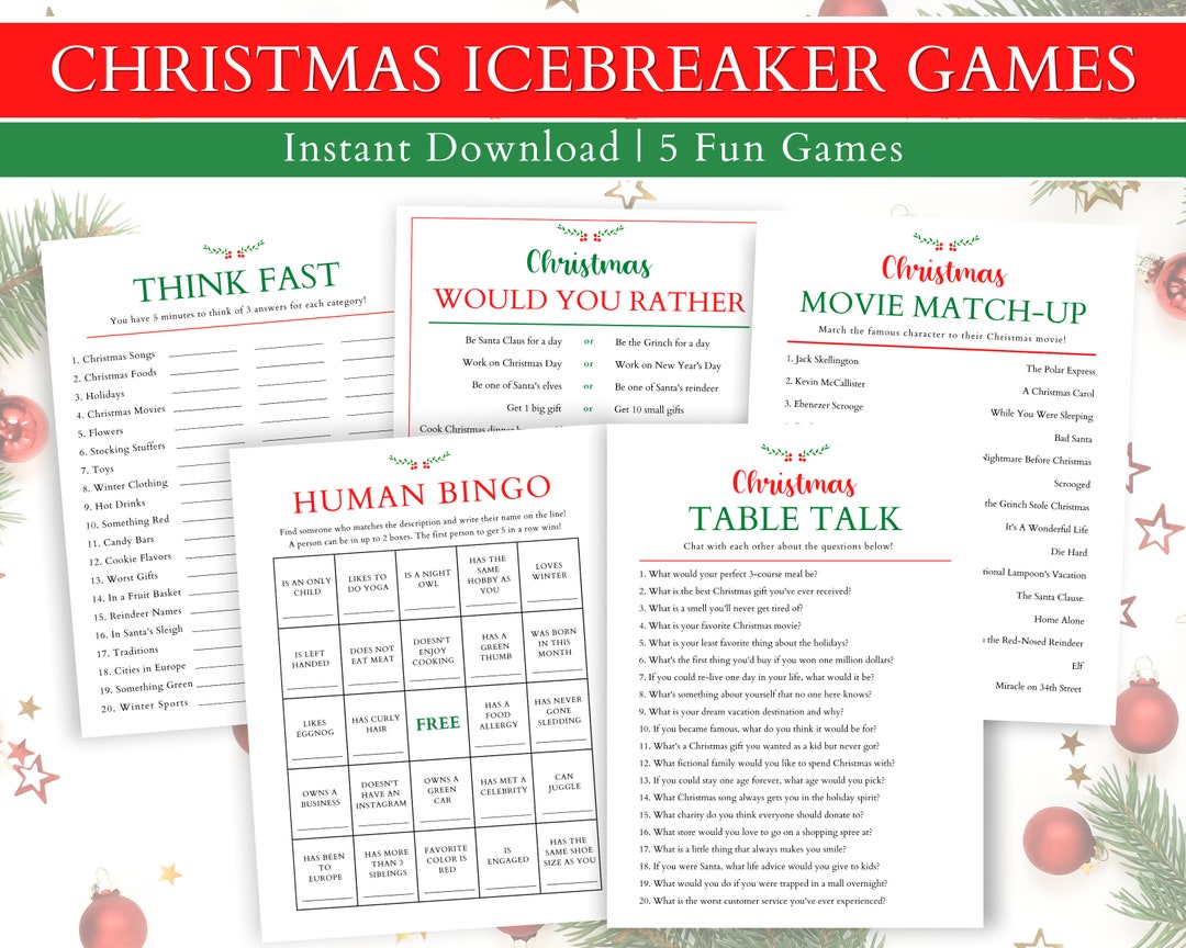 Christmas Icebreaker Games, Christmas Party Starter Games, Christmas ...