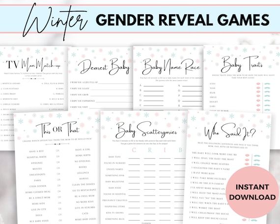 Winter Gender Reveal Games Winter Gender Reveal Bundle | Etsy