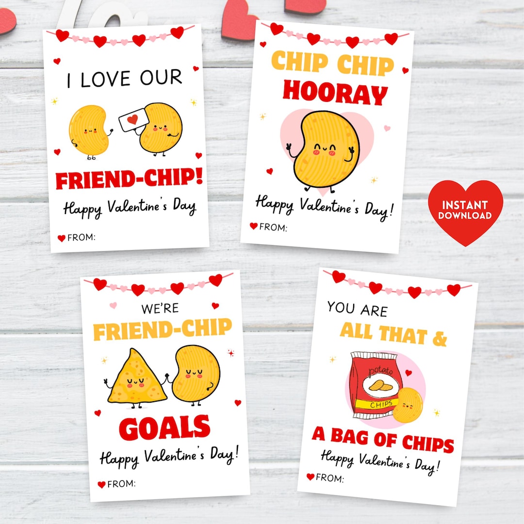 Potato Chips Valentine Cards, Classroom Valentine's Day Cards, Class ...