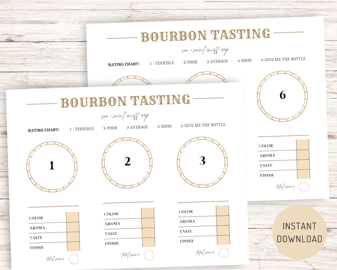 Bourbon Tasting Scorecard, Bourbon Flight Tasting, Bourbon Tasting ...