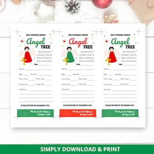 Christmas Angel Tree Tags, Editable Angel Tree Tags, Giving Tree Tags ...