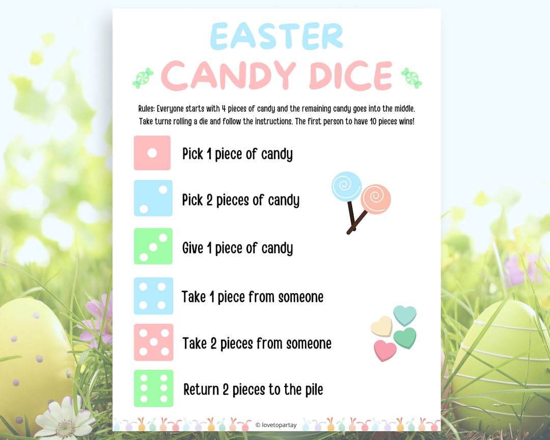 Easter Game for Kids, Candy Dice Game, Easter Party Games for Kids ...