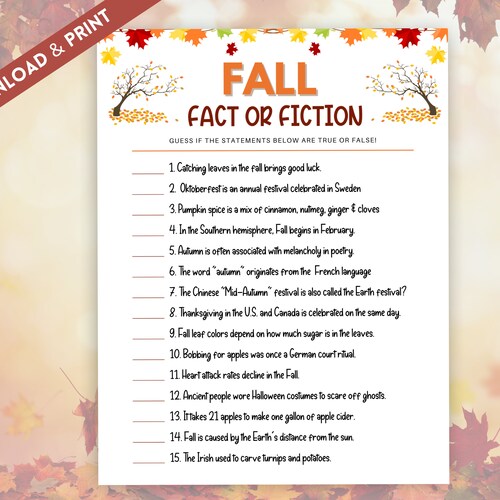 Fall This or That Game Printable Autumn Party Game Fall - Etsy