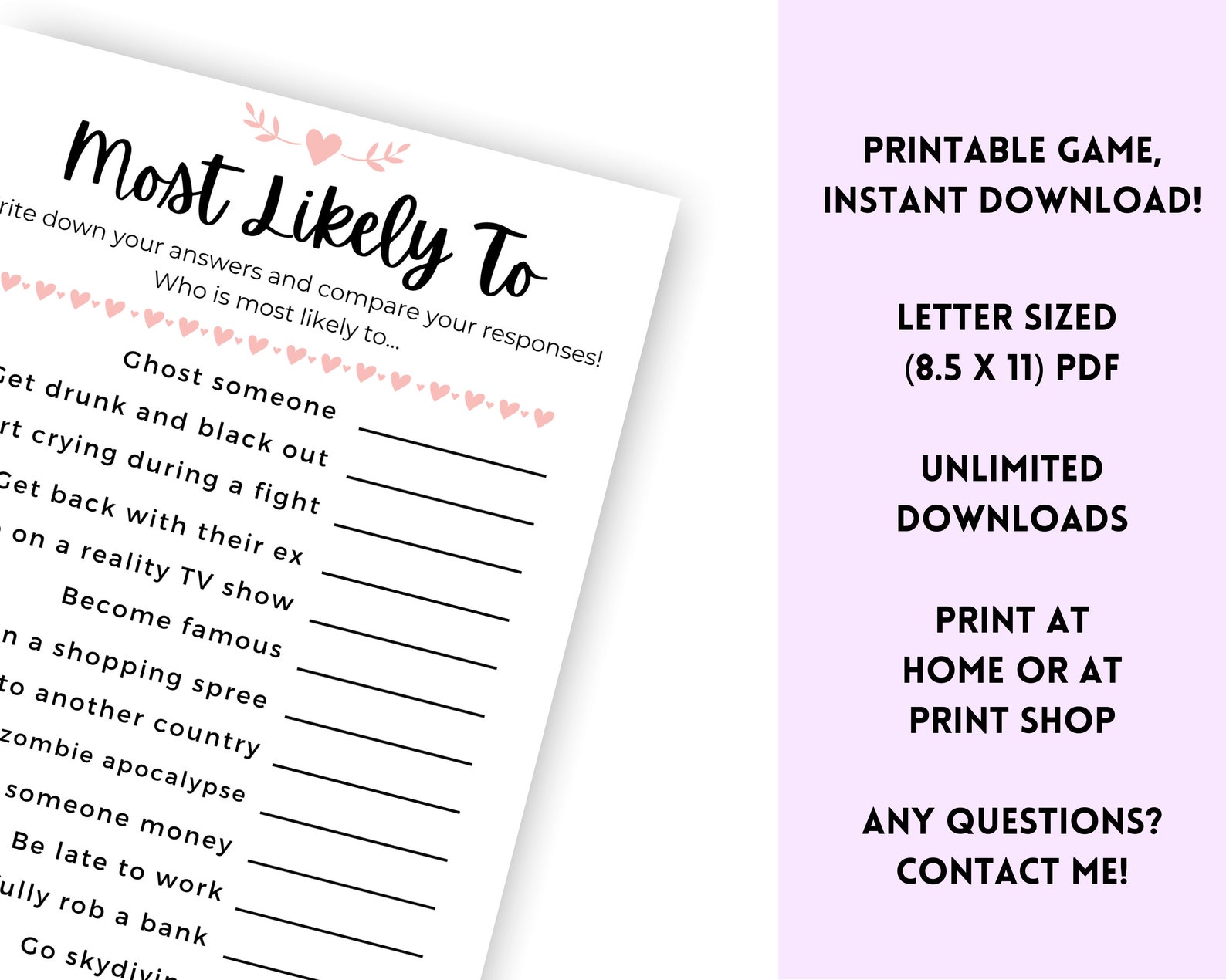 Most Likely to Game, Game Night Games, Girls Night Game, Ladies Party ...